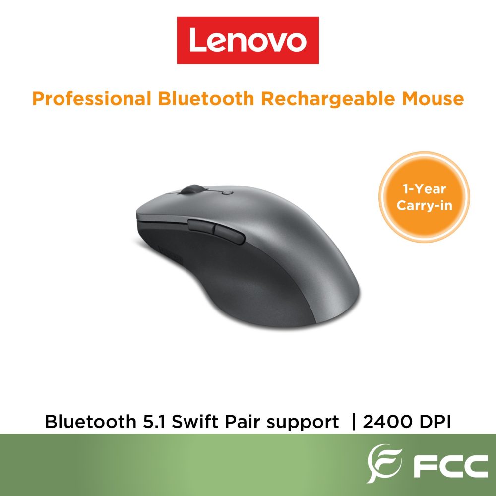 Lenovo Professional Bluetooth Rechargeable Mouse - FCC RETAIL SDN BHD